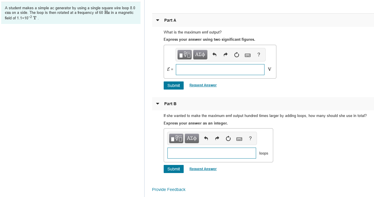 Solved A student makes a simple ac generator by using a | Chegg.com