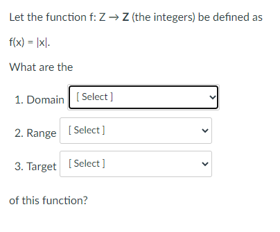 Solved options: Z (the integers) R (the real number) N (the | Chegg.com
