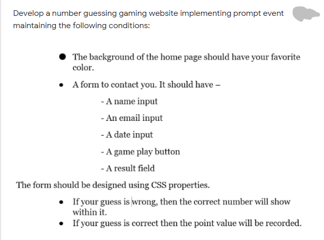 Solved Develop a number guessing gaming website implementing | Chegg.com