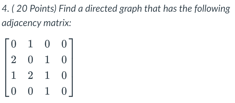 Solved ( 20 ﻿Points) ﻿Find a directed graph that has the | Chegg.com