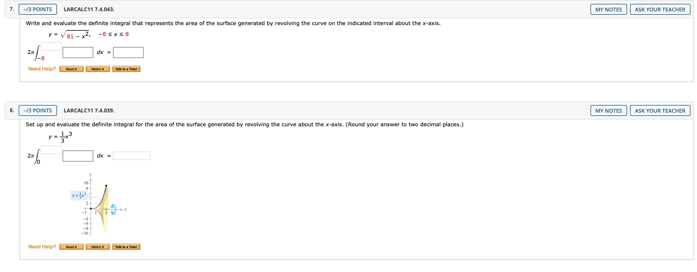 Solved 7. -/3 POINTS LARCALC11 7.4.043. MY NOTES ASK YOUR | Chegg.com Solved 7. -/3 POINTS LARCALC11 7.4.043. MY NOTES ASK YOUR | Chegg.com