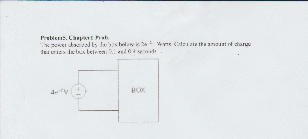 Solved Problem 5. Chapter1 Prob. The power absorbed by the | Chegg.com