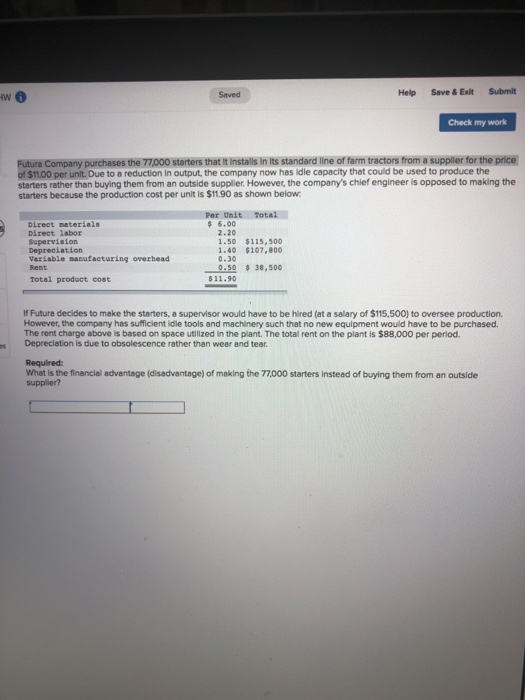 Solved Saved Help Save & Exit Submit 4w Check my work | Chegg.com