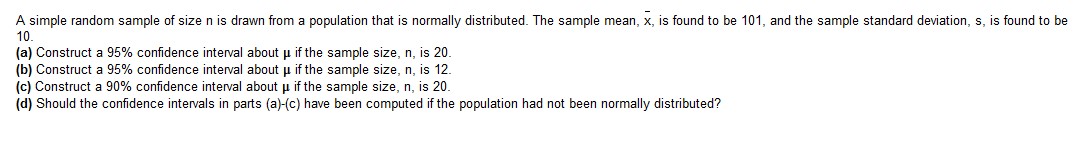 Solved A simple random sample of size is drawn from a | Chegg.com