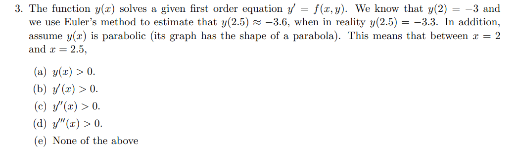 Solved 3. The function y(x) solves a given first order | Chegg.com