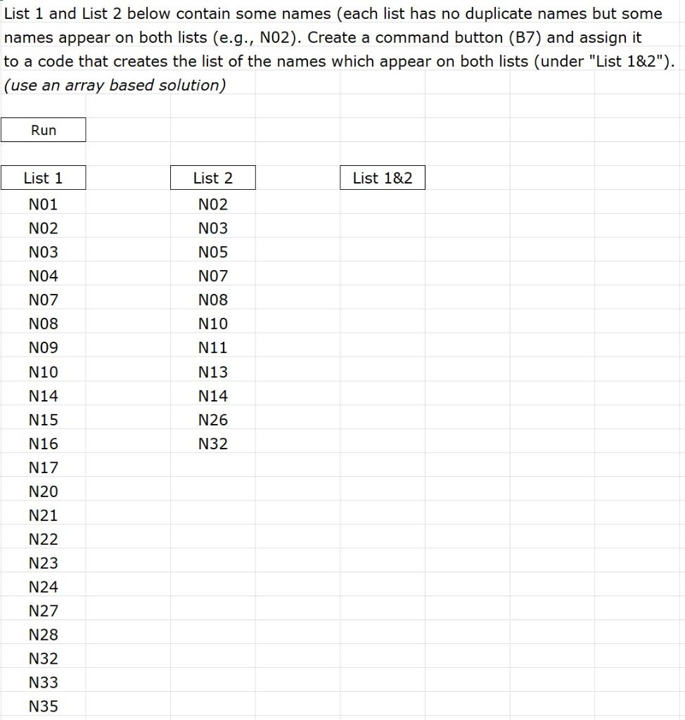 Solved Use VBA programming on excel to create codes for each | Chegg.com