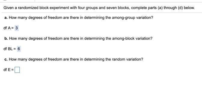 Solved Given A Randomized Block Experiment With Four Groups 