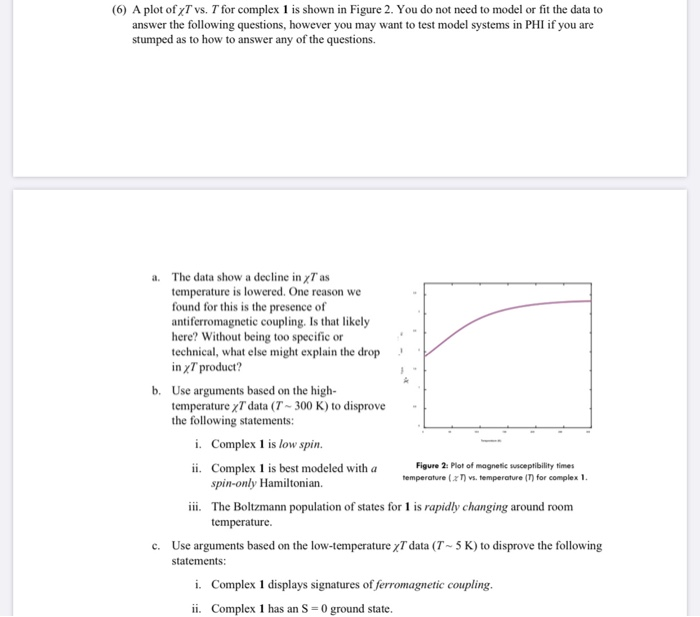 (6) A plot of yT vs. T for complex 1 is shown in | Chegg.com