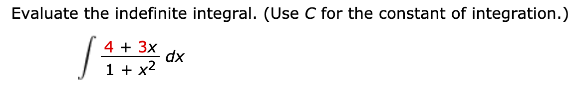 Solved Evaluate the indefinite integral. (Use C for the | Chegg.com