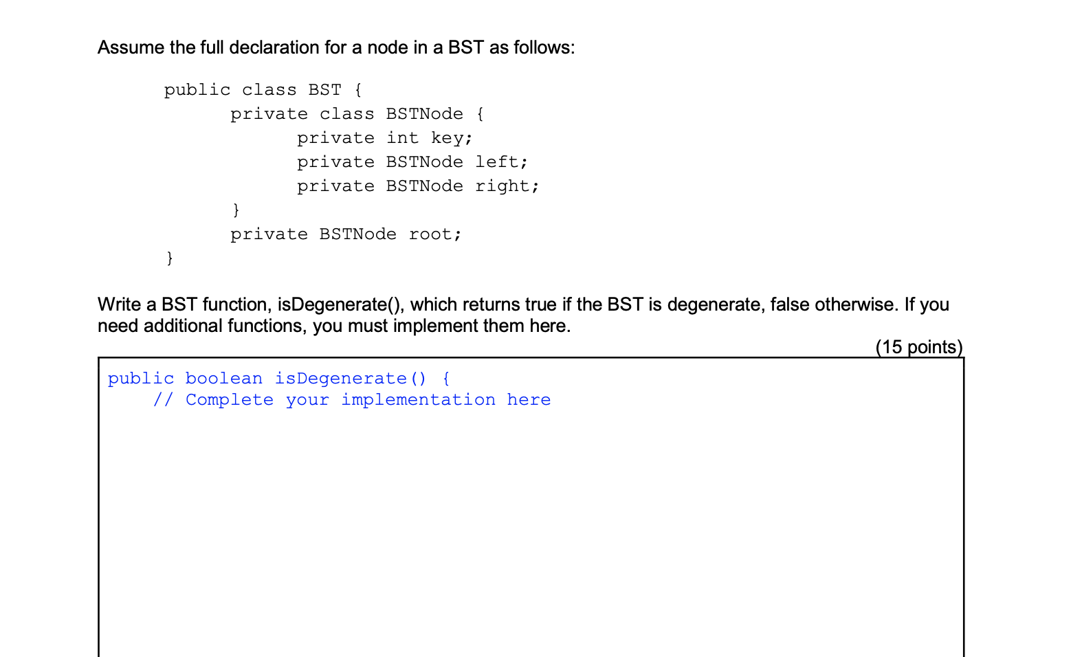 Solved Assume the full declaration for a node in a BST as | Chegg.com