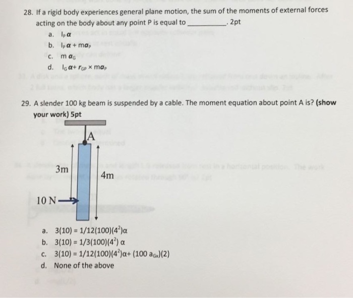 Solved If a rigid body experiences general plane motion, the | Chegg.com