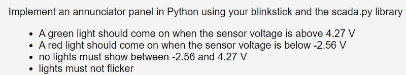 [Solved]: Implement an annunciator panel in Python using yo