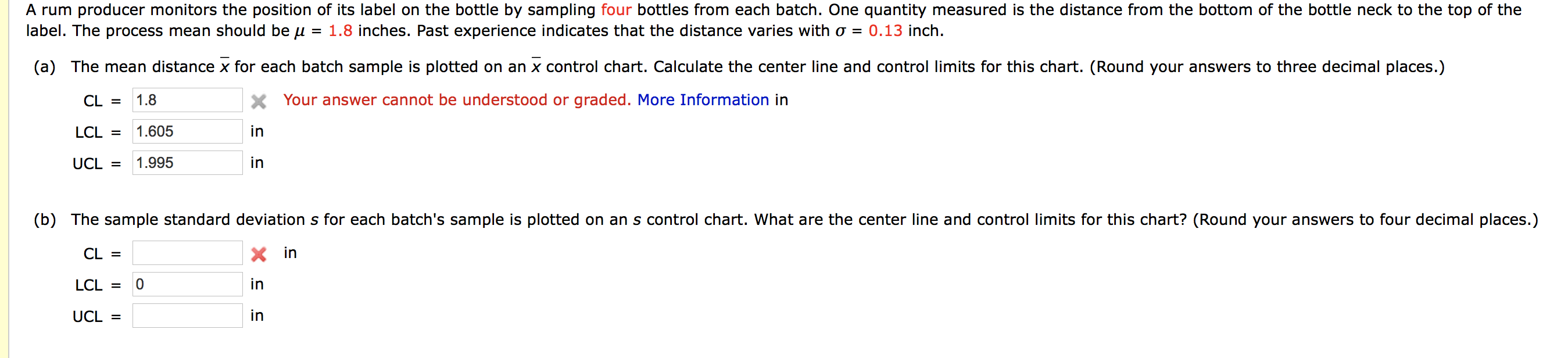 Solved A rum producer monitors the position of its label on | Chegg.com