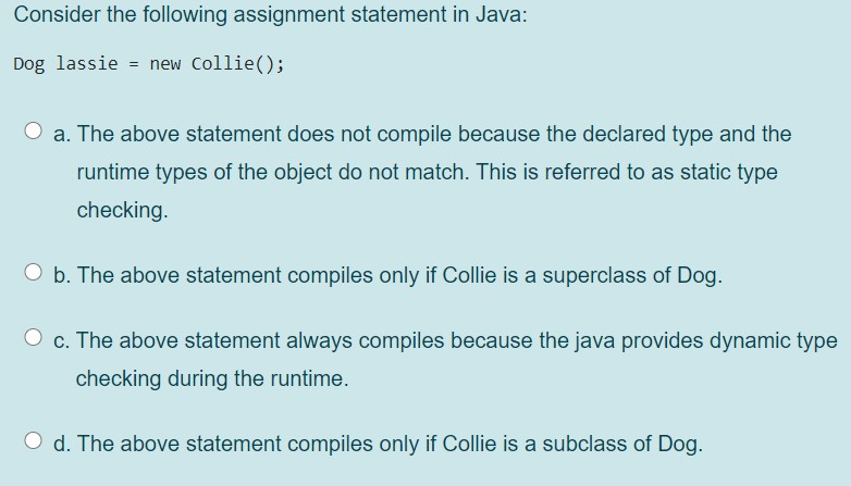 Solved Consider the following assignment statement in Java: | Chegg.com