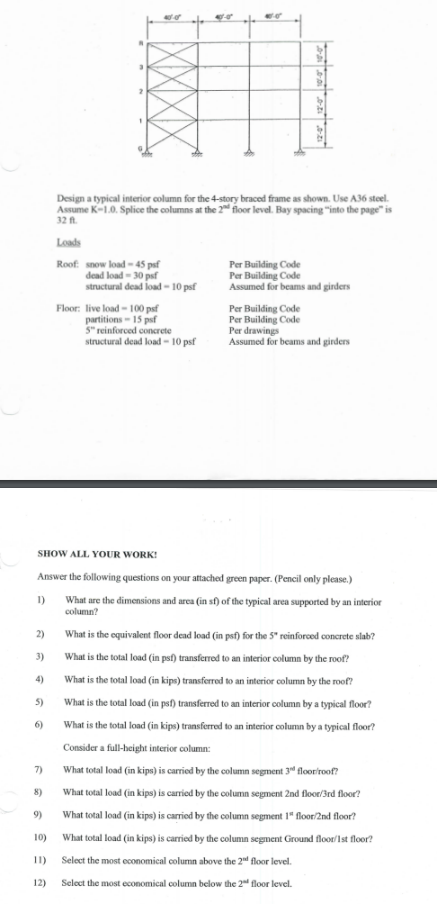 Solved Design a typical interior column for the 4-story | Chegg.com