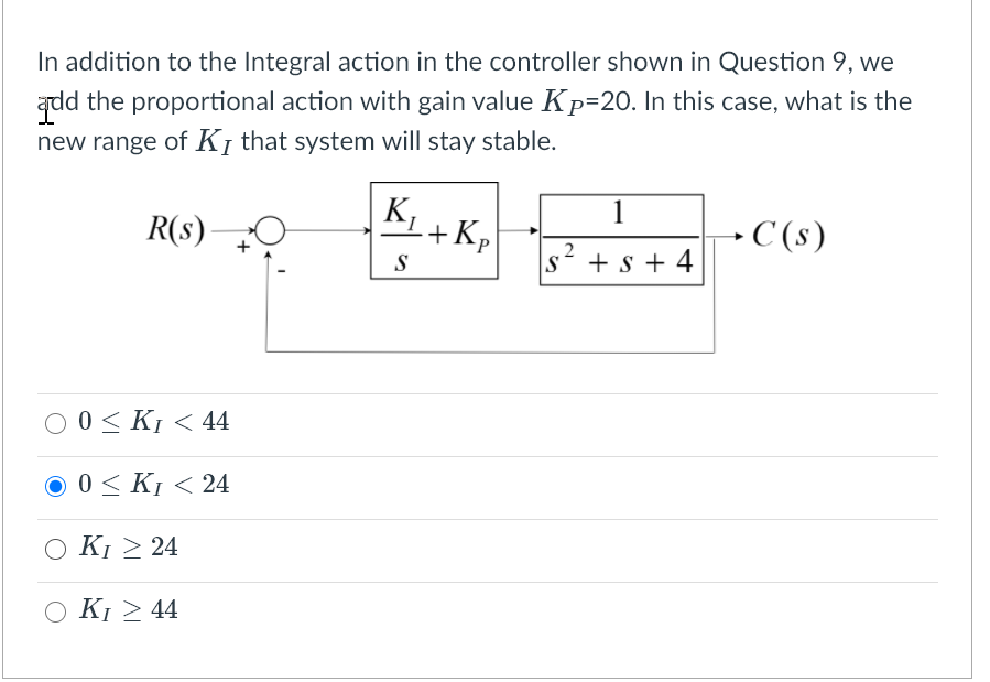 Solved In addition to the Integral action in the controller | Chegg.com