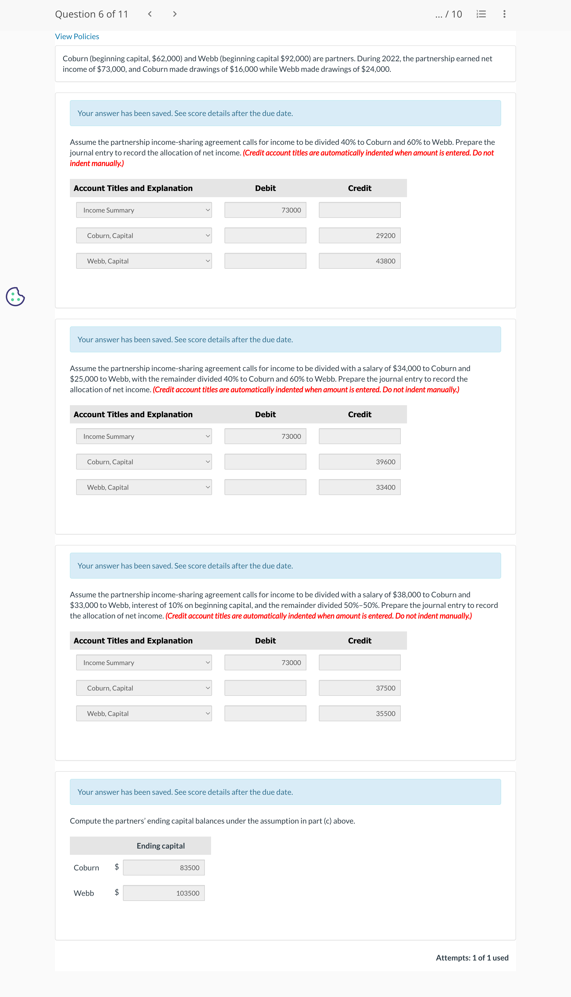 Solved Coburn (beginning capital, $62,000) and Webb | Chegg.com