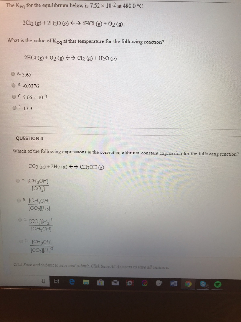 Solved The Keq for the equilibrium below is 7.52 x 102 at | Chegg.com