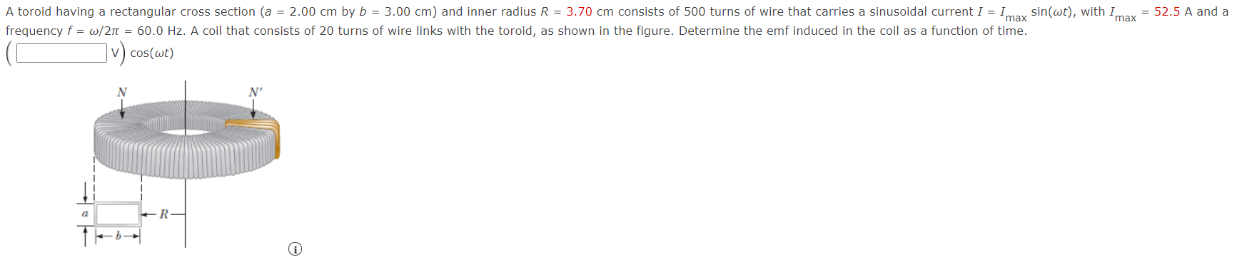 Solved A toroid having a rectangular cross section (a = 2.00 | Chegg.com