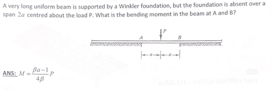 Solved A very long uniform beam is supported by a Winkler | Chegg.com