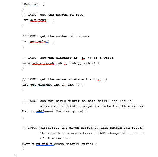 Solved Create a class called 'Matrix' containing constructor | Chegg.com