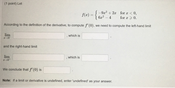 Solved Let f(x) = {-9x^2 + 2x for x