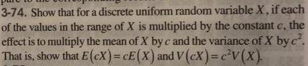 Solved 3-74. Show that for a discrete uniform random | Chegg.com