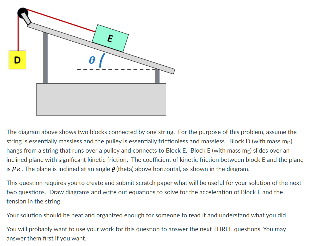 Solved E D 01 The diagram above shows two blocks connected | Chegg.com