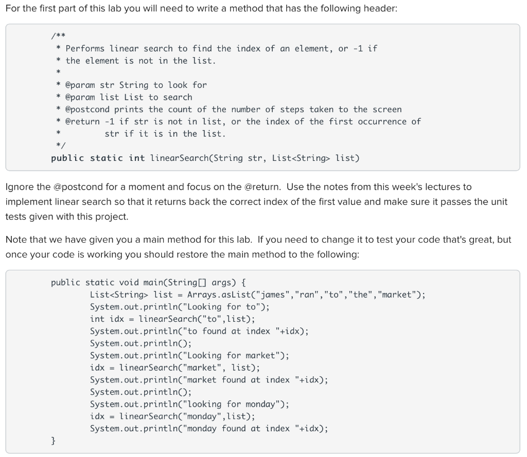 Solved For the first part of this lab you will need to write | Chegg.com