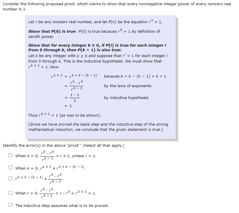 Solved Consider the following proposed proof, which claims | Chegg.com