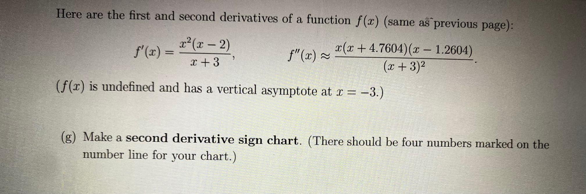 Solved 1. Here are the first and second derivatives of a | Chegg.com