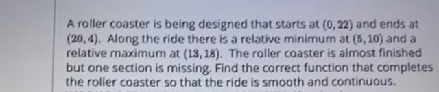 Solved A roller coaster is being designed that starts at | Chegg.com