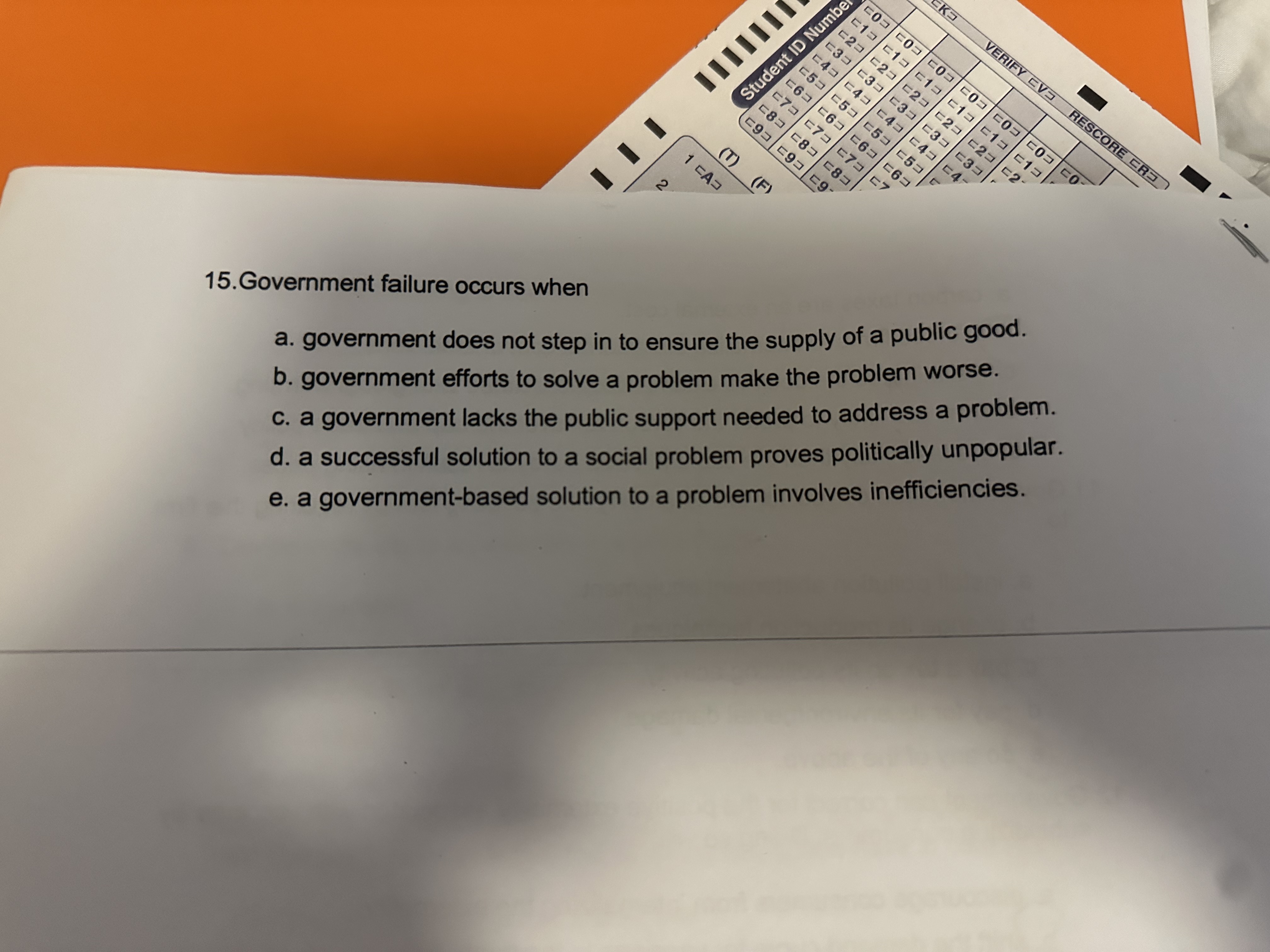 Solved 15. ﻿Government failure occurs whena. ﻿government | Chegg.com
