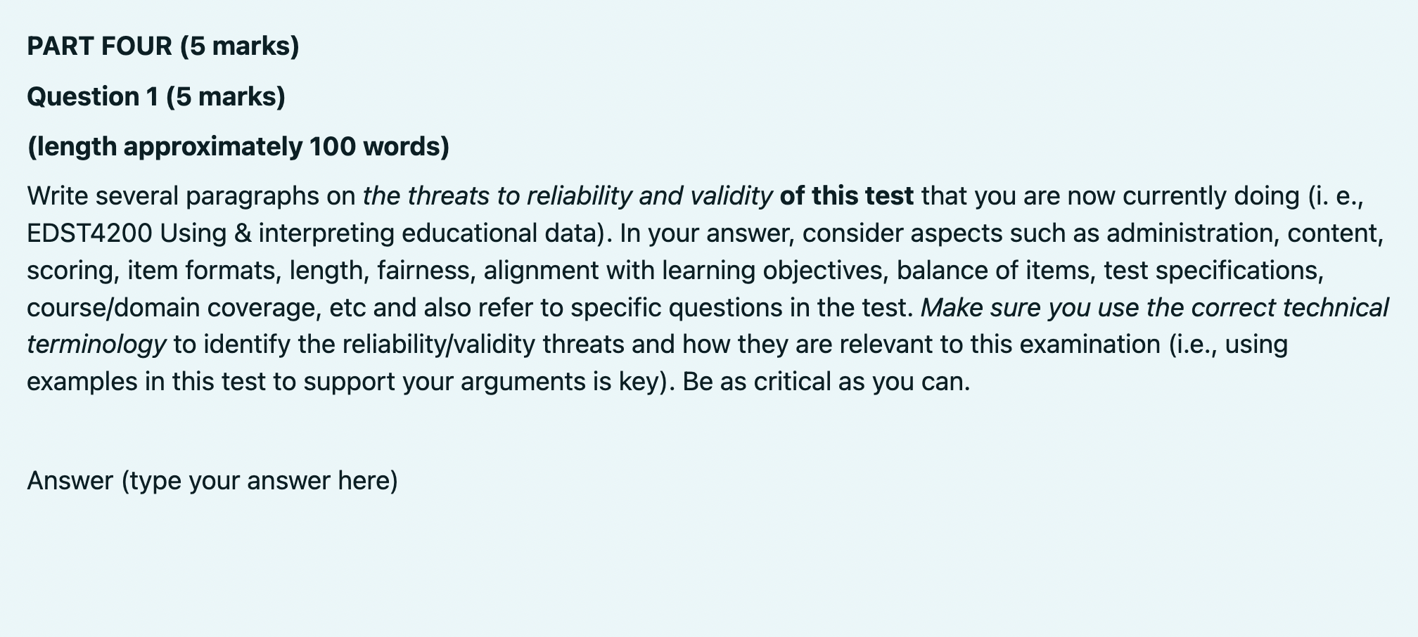 Solved Question 1 (5 marks) (length approximately 100 words) | Chegg.com