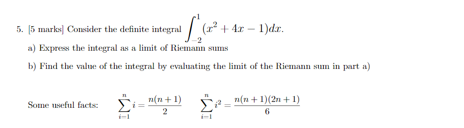Solved 5. [5 marks] Consider the definite integral | Chegg.com