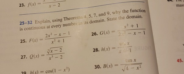 Solved 23. f(x)= x2 mass 25-32 Explain, using Theorems 4, 5, | Chegg.com