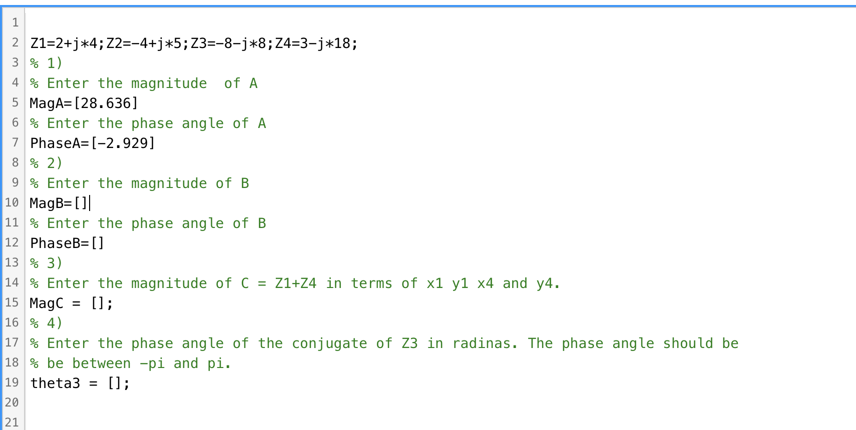 Solved Four complex numbers are given by Z1 = 2 + j4, Z2 = | Chegg.com