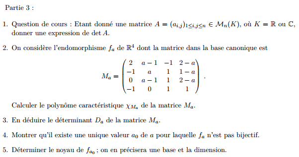 1. Question de cours : Etant donné une matrice | Chegg.com