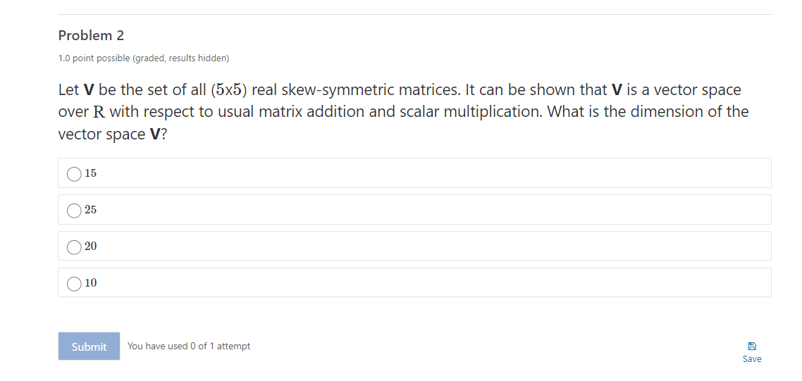 Solved Problem 2 1.0 point possible (graded, results hidden) | Chegg.com