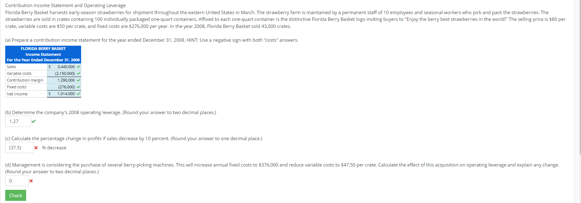 Solved Contribution Income Statement and Operating Leverage | Chegg.com