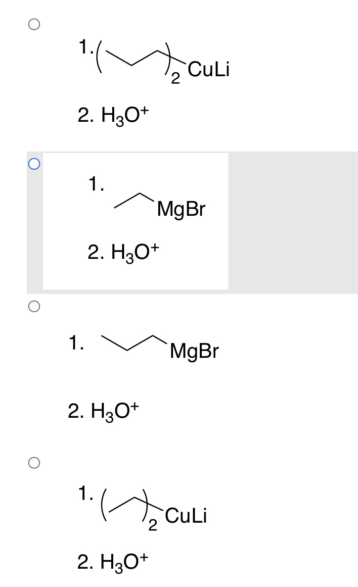 Solved What Are The Correct Reaction Conditions For The