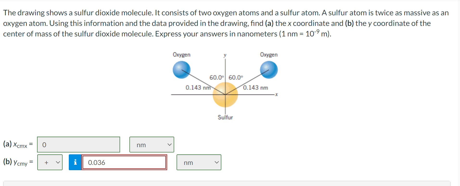 Solved The drawing shows a sulfur dioxide molecule. It | Chegg.com