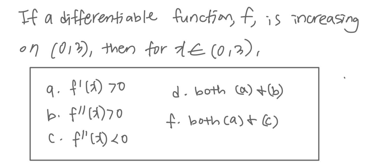 Solved If a differentiable function, f, ﻿is increasing on | Chegg.com