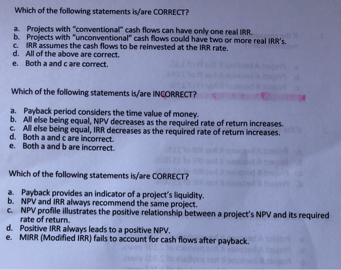 Solved Which of the following statements is/are CORRECT? a. | Chegg.com