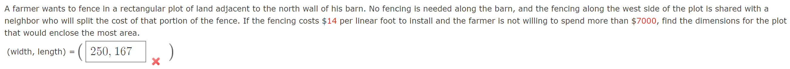 Solved A farmer wants to fence in a rectangular plot of land | Chegg.com
