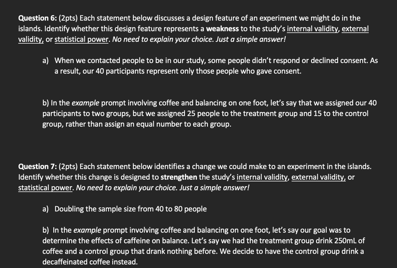 Solved Question 6: (2pts) Each statement below discusses a | Chegg.com