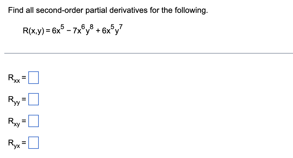 Solved Find All Second Order Partial Derivatives For The