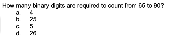 Solved How many binary digits are required to count from 65 | Chegg.com