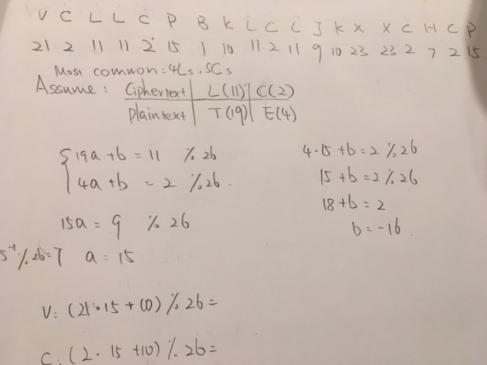 Solved Decrypt the affine Cipher with ciphertext ‘VCLLCP | Chegg.com