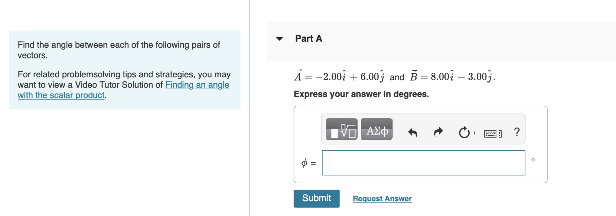 Solved Find the angle between each of the following pairs of | Chegg.com